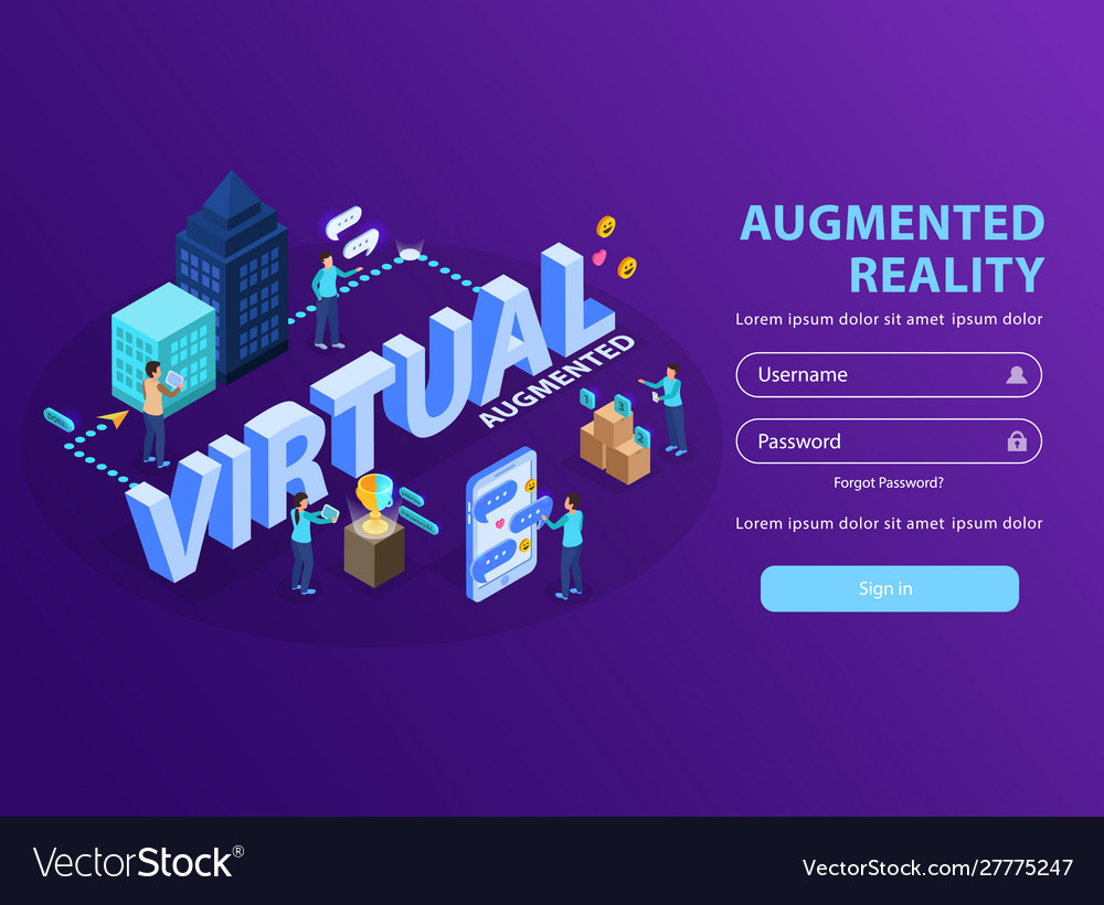 Augmented reality isometric background Royalty Free Vector