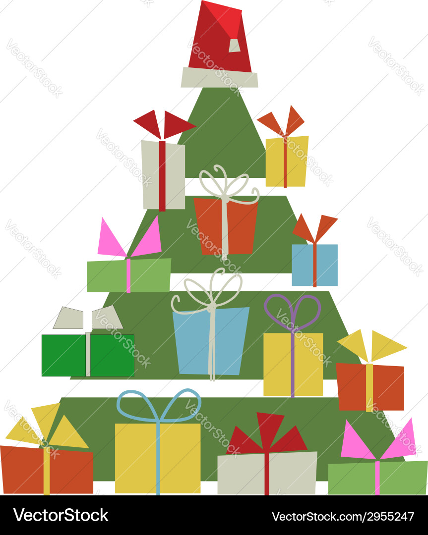 Christmas tree with gift boxes for your design Vector Image