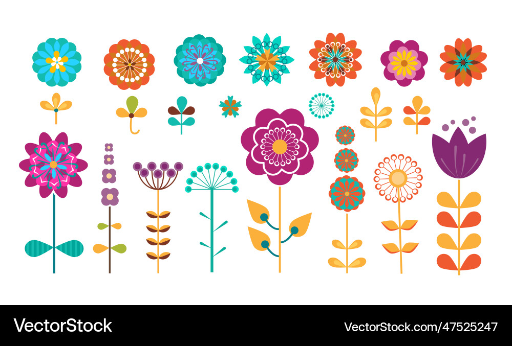 Colorful spring and summer flowers Royalty Free Vector Image