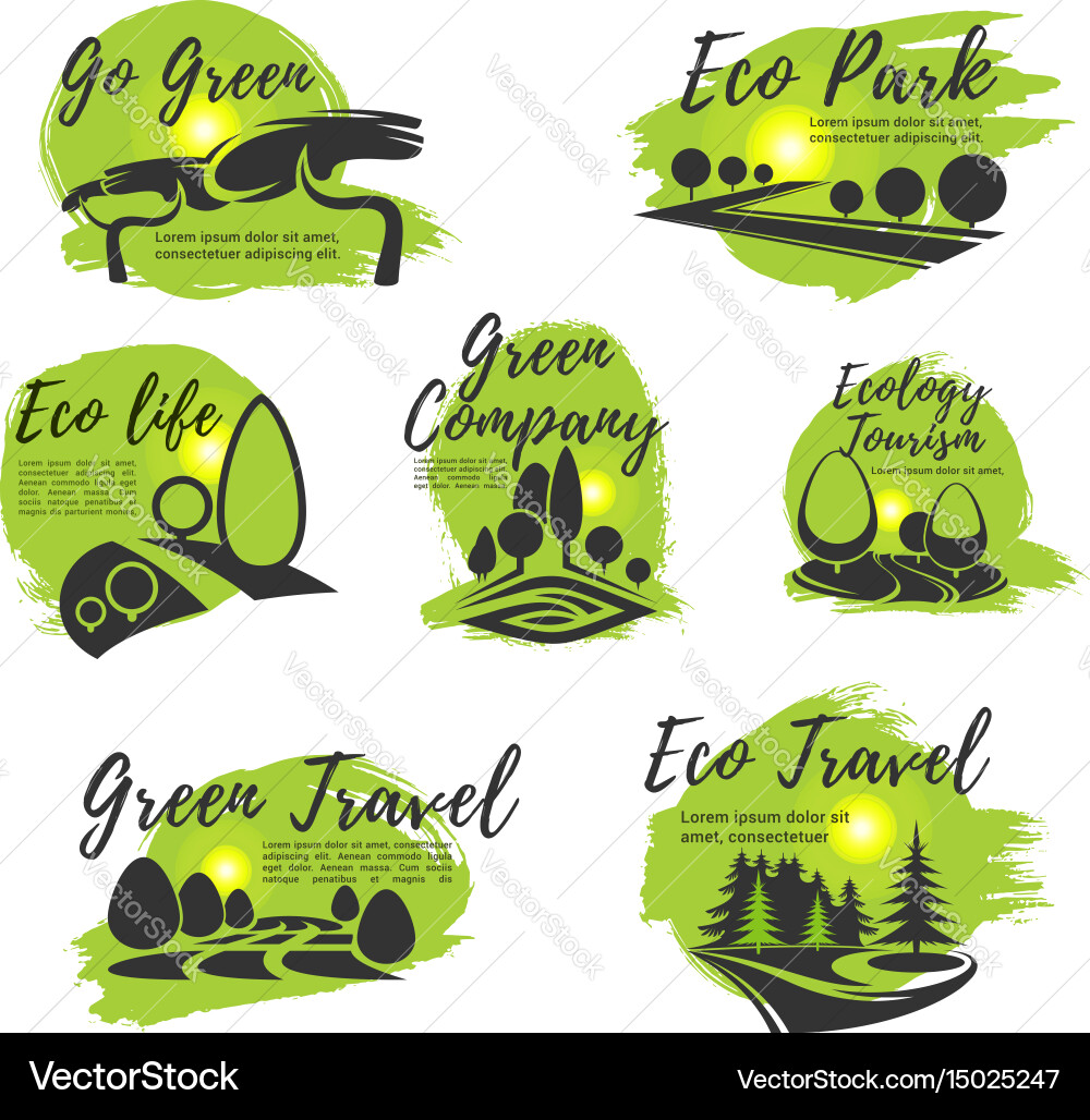 Eco green isolated icon set for ecology design Vector Image