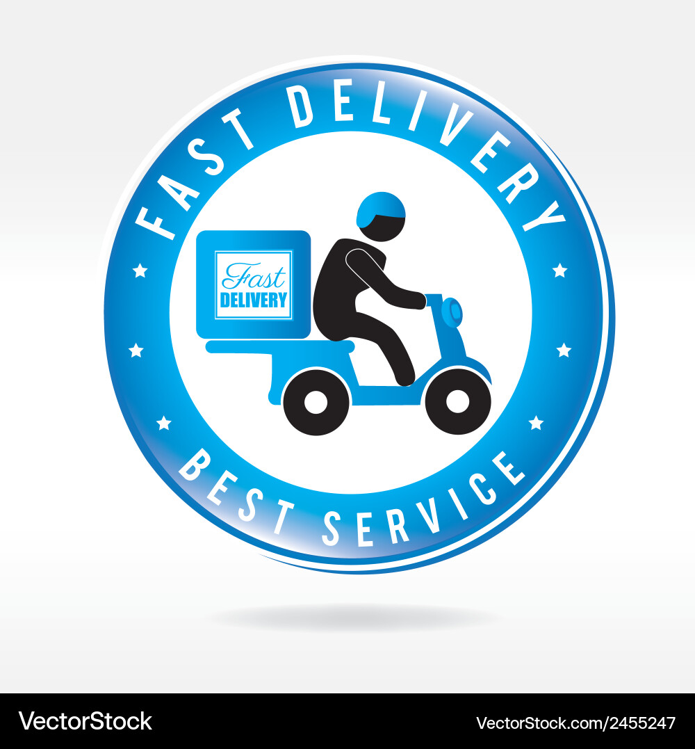 Fast delivery with motorcycle messenger over beige