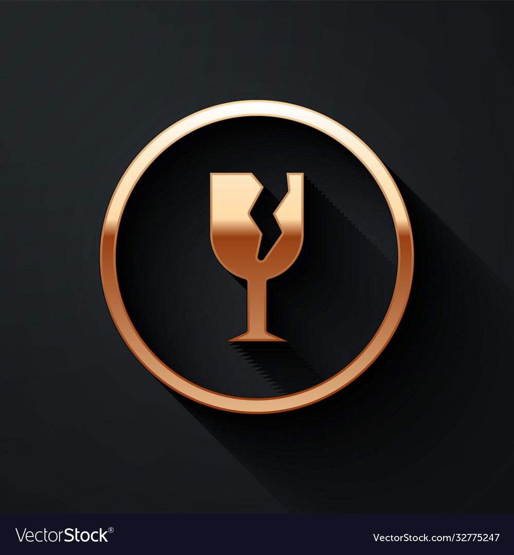 Gold fragile broken glass symbol for delivery Vector Image