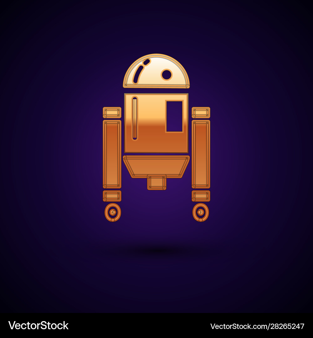 Gold robot icon isolated on dark blue background Vector Image