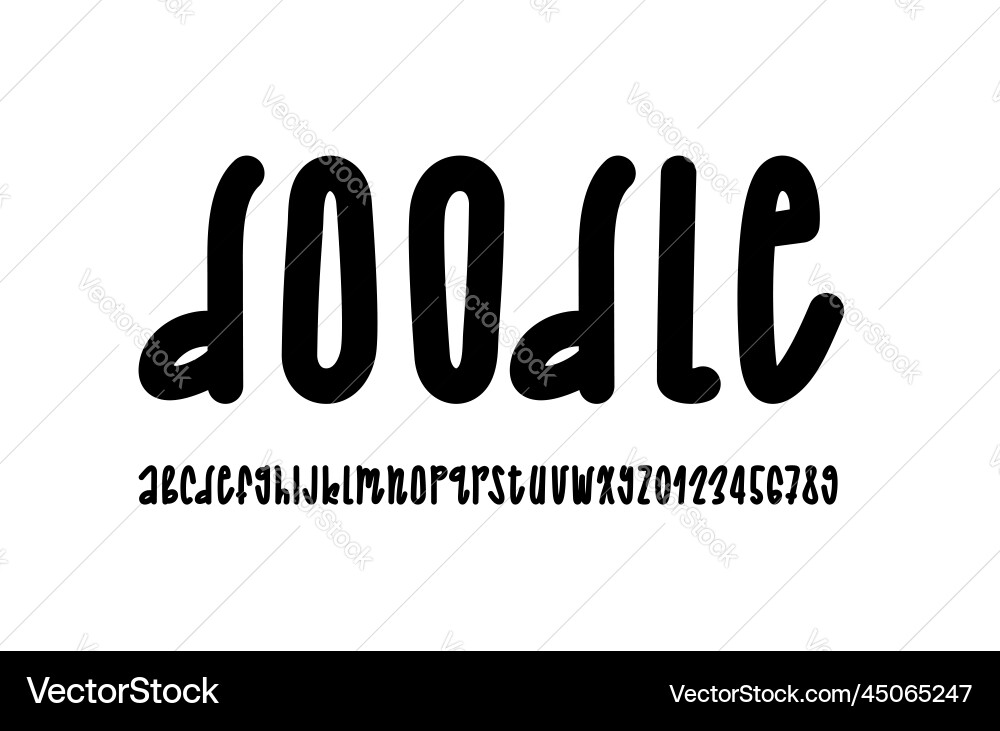 Hand drawn font alphabet in the doodle style Vector Image