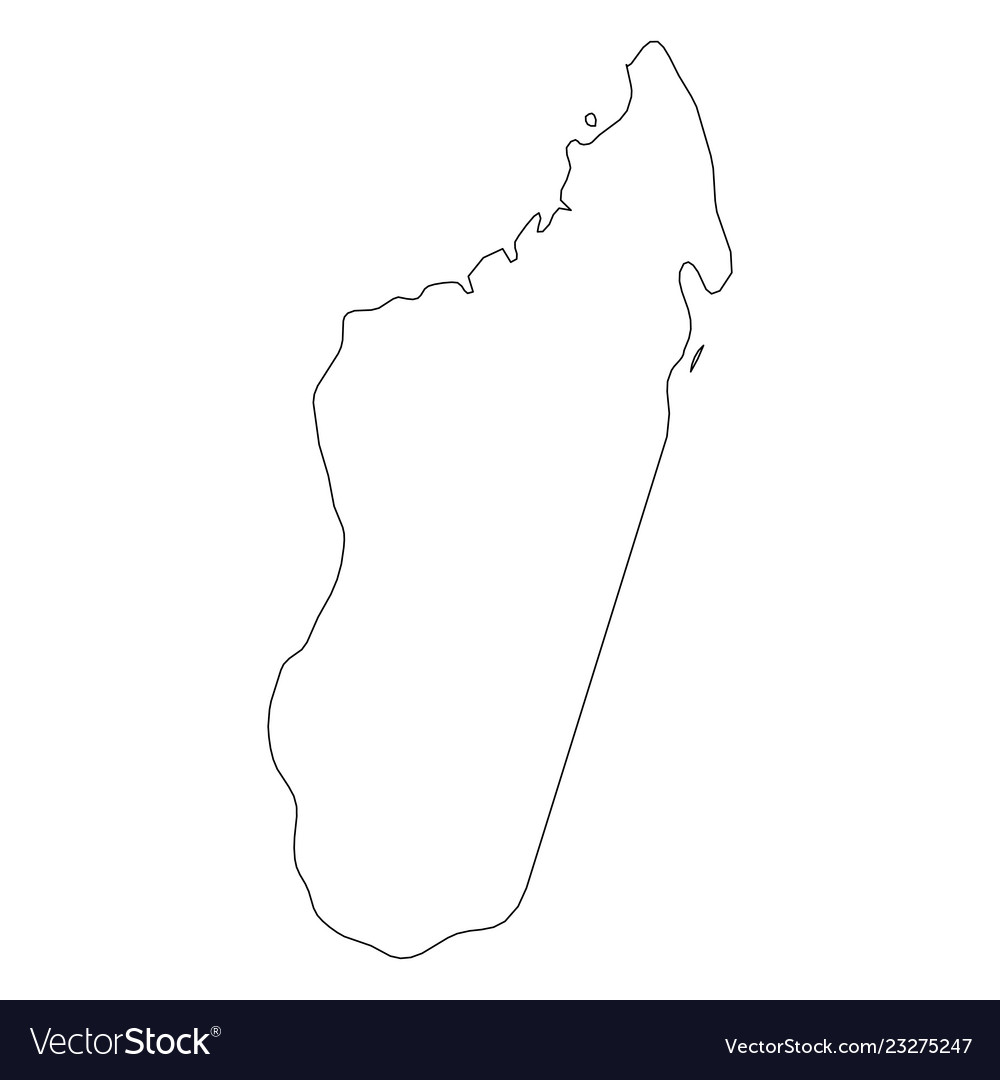 Madagascar - solid black outline border map Vector Image