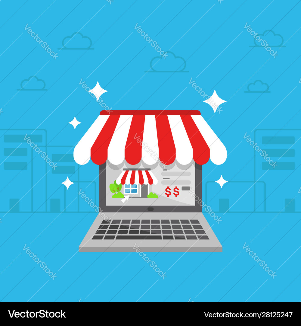 Online shop store on laptop or personal computer Vector Image