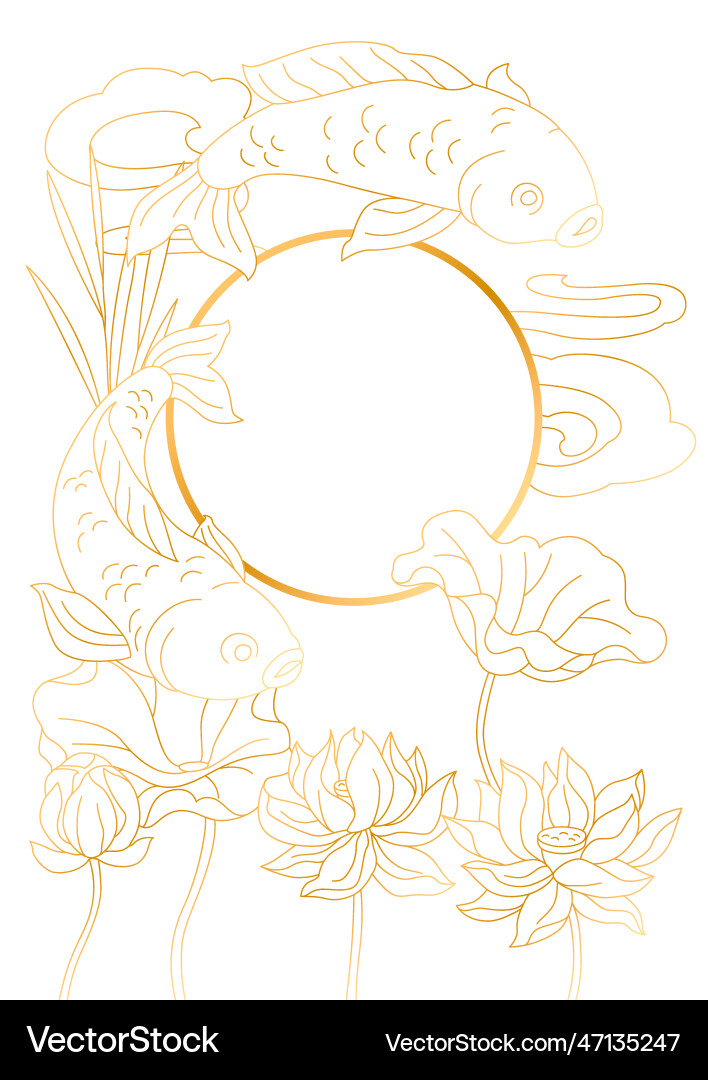 Oriental fish and lotus chinese Royalty Free Vector Image