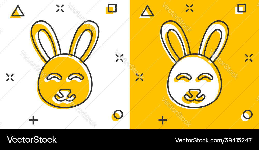 Rabbit icon in comic style bunny cartoon on white Vector Image