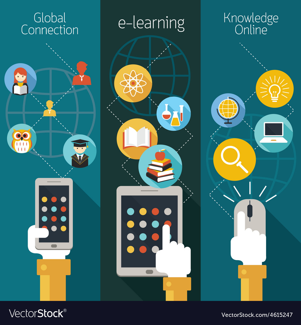 School online e-learning e-book backdrop Vector Image