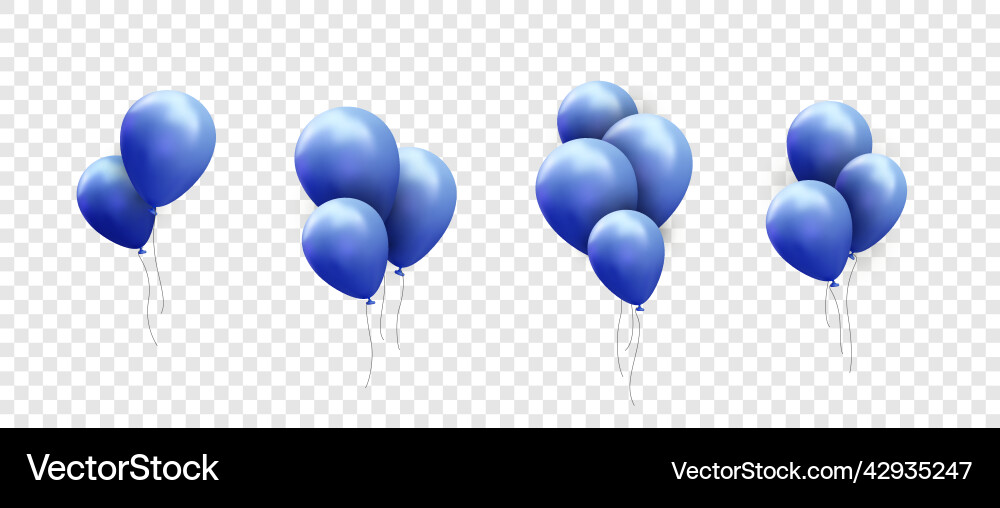 Set of 3d render realistic blue balloon Royalty Free Vector