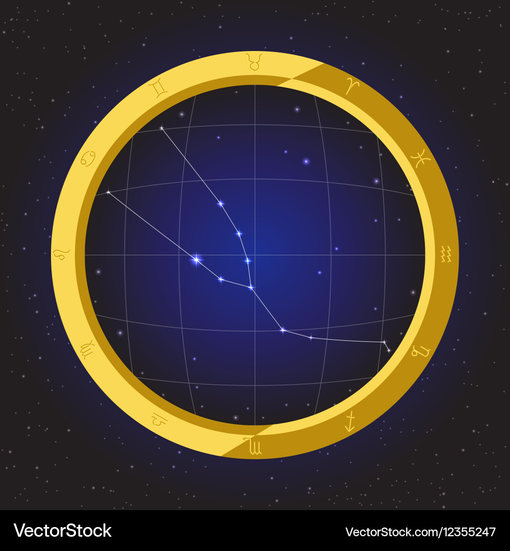 Taurus star horoscope zodiac in fish eye Vector Image