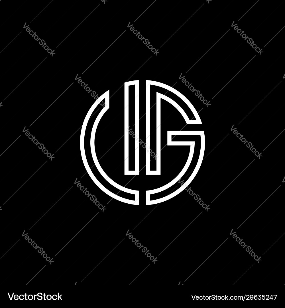 Ug monogram logo circle ribbon style outline Vector Image