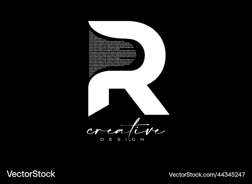 White r letter logo design with creative letter r Vector Image
