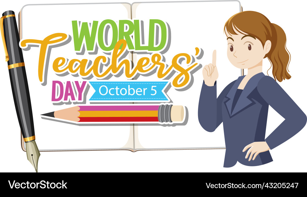 World teachers day logo banner design Royalty Free Vector
