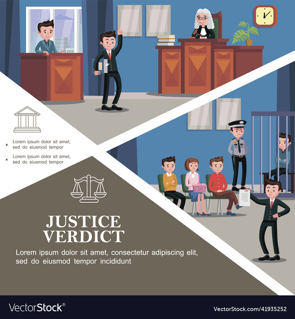 Flat judicial system template Royalty Free Vector Image