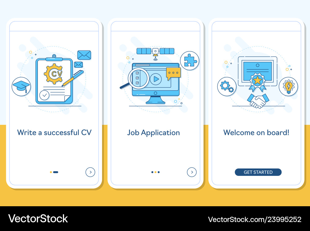 Job searching onboarding mobile app page screen Vector Image