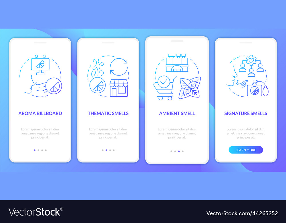 Olfactory branding types blue gradient onboarding Vector Image Olfactory branding types blue gradient onboarding Vector Image