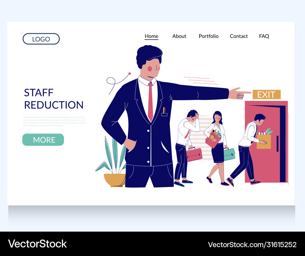 Staff reduction website landing page Royalty Free Vector