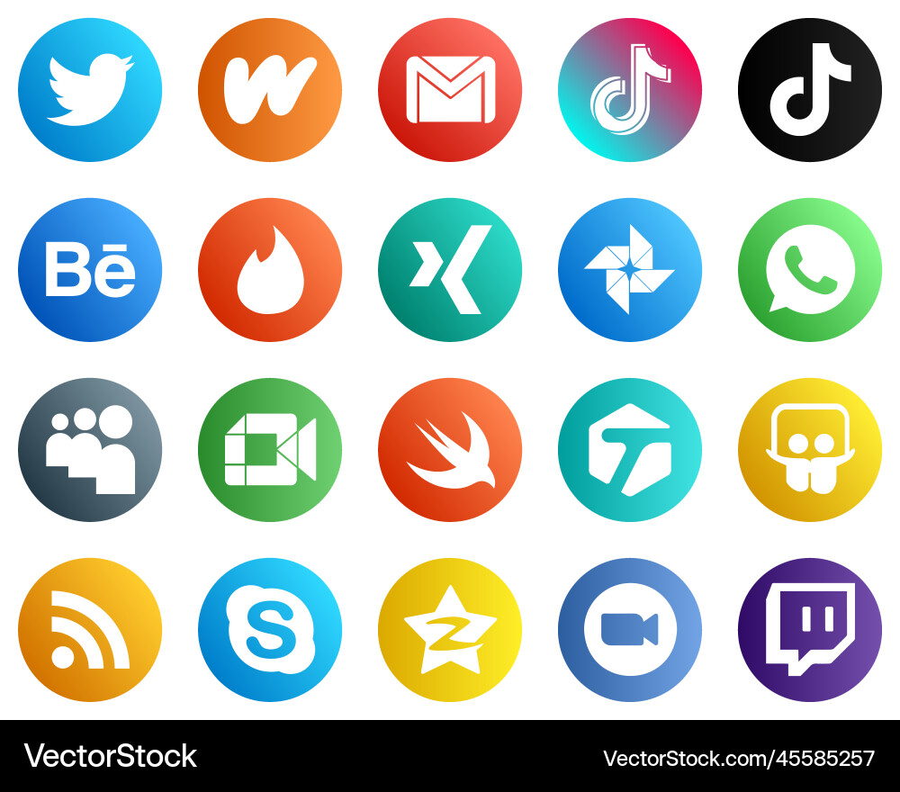 20 social media icons for every platform Vector Image