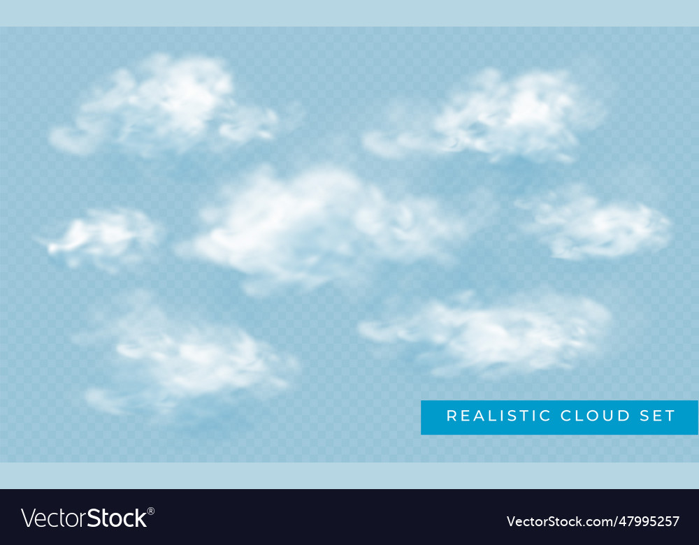 Cloud in realistic style on transparent Royalty Free Vector