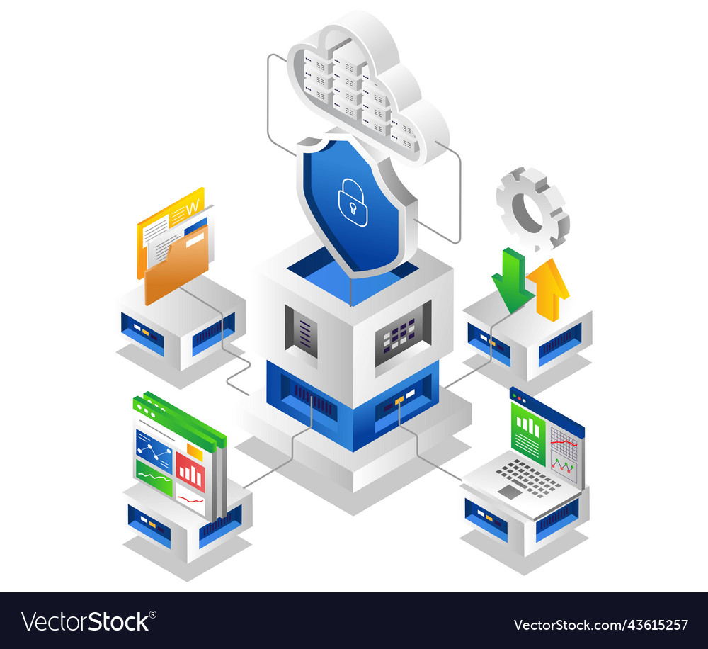 Cloud server data security technology Royalty Free Vector