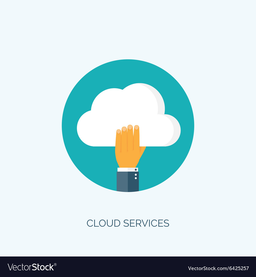 Flat cloud computing background Data storage Vector Image