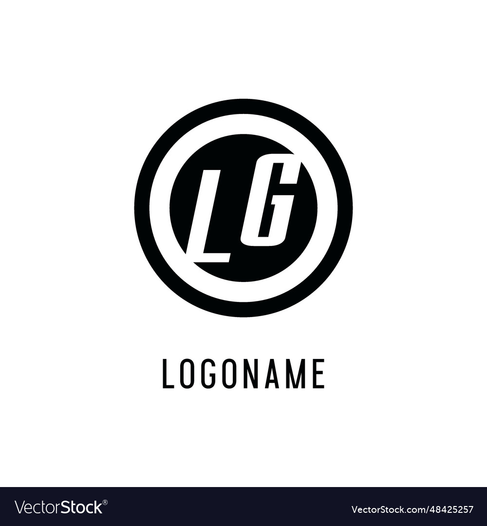 Initial lg logo concentric circle line clean Vector Image