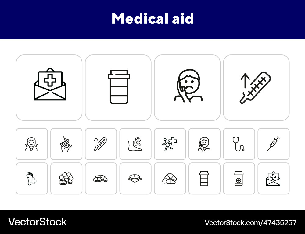 Medical aid line icon set Royalty Free Vector Image