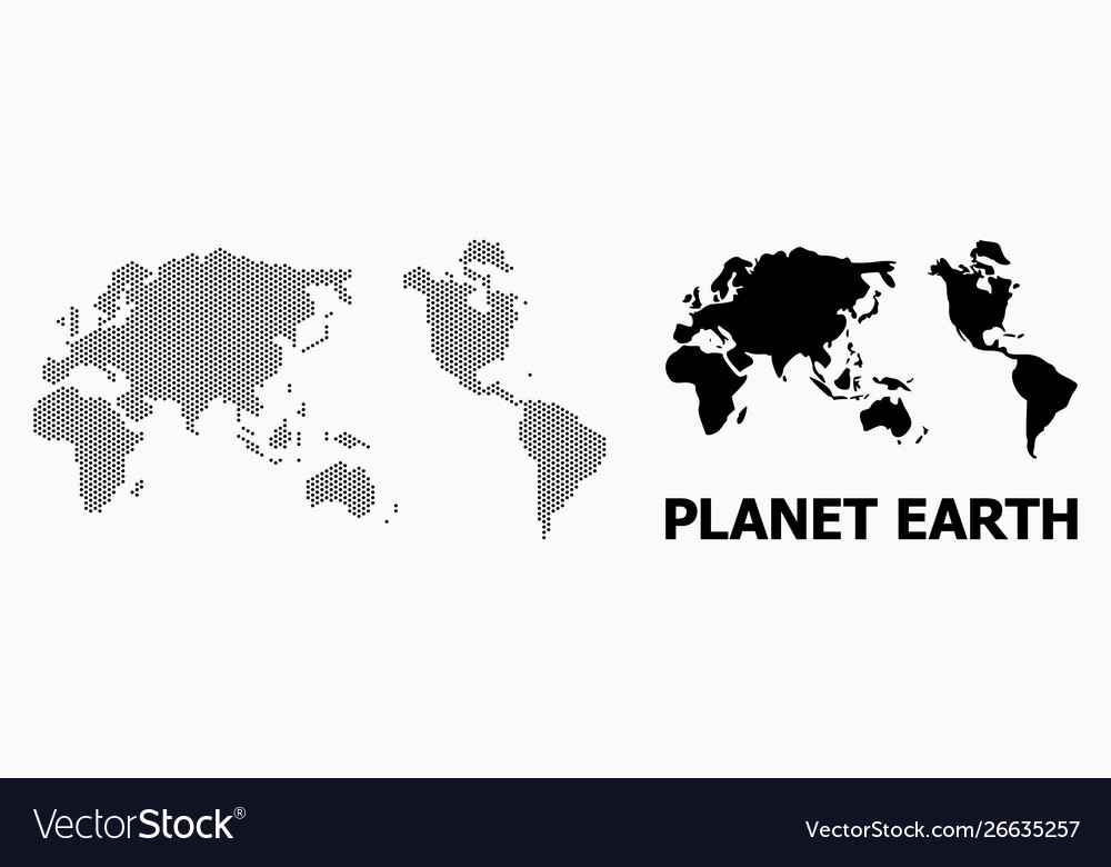 Pixel pattern map earth Royalty Free Vector Image