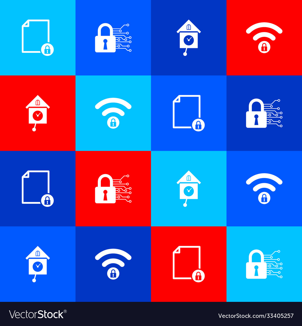 Set document and lock cyber security retro wall Vector Image Set document and lock cyber security retro wall Vector Image