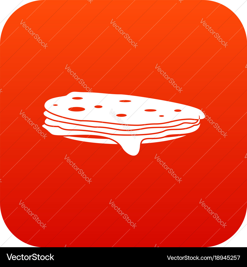 Stack of pancakes icon digital red Royalty Free Vector Image