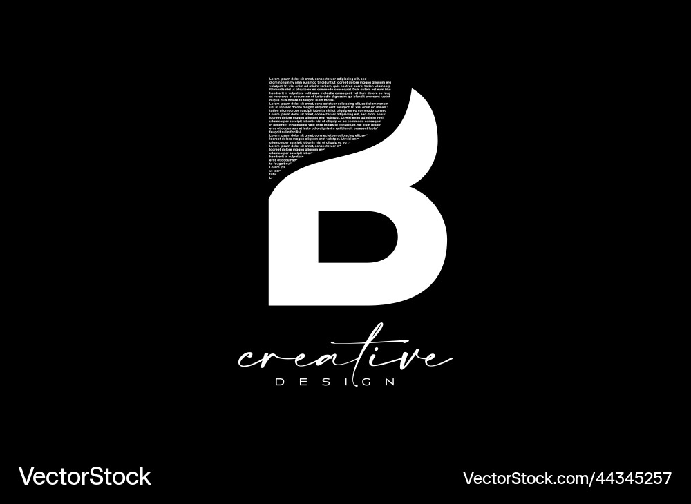 White b letter logo design with creative letter b Vector Image