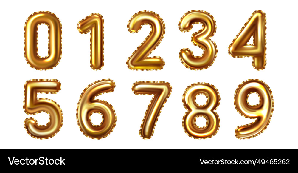 3d realistic golden balloon number set Royalty Free Vector