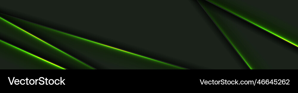 Abstract black background with green neon glowing Vector Image