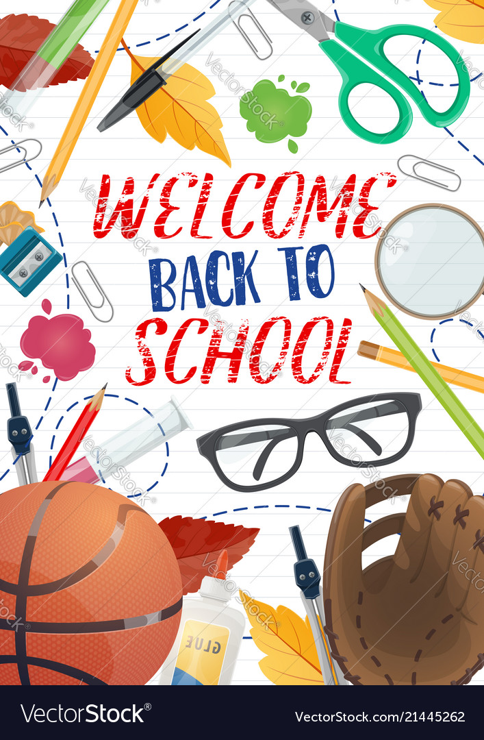 Back to school supplies and education items poster