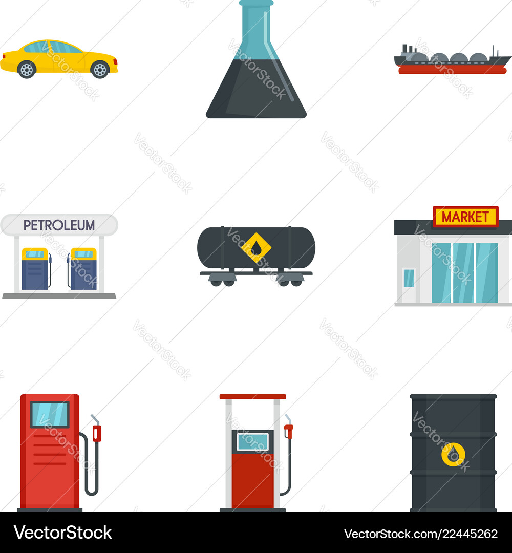 Business petrol icon set flat style Royalty Free Vector