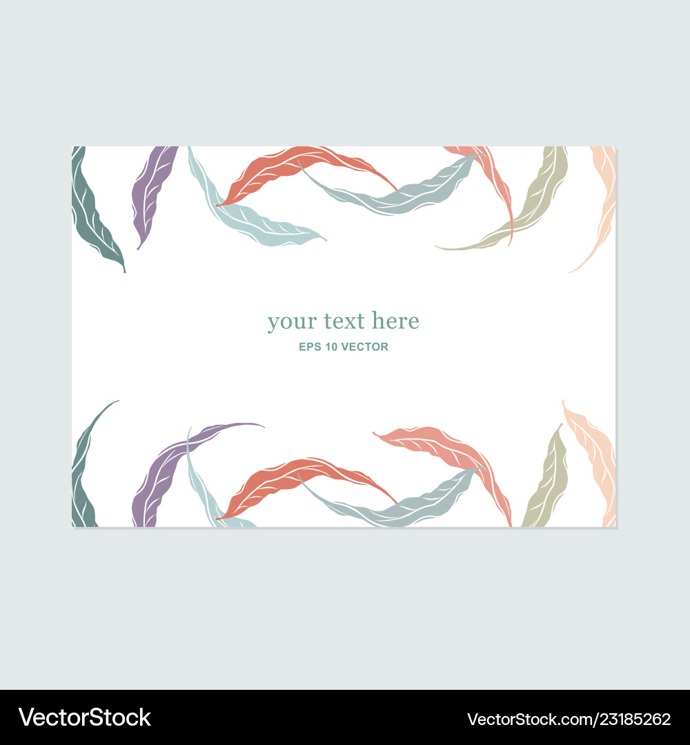 Card with decorative leaves silhouettes Royalty Free Vector