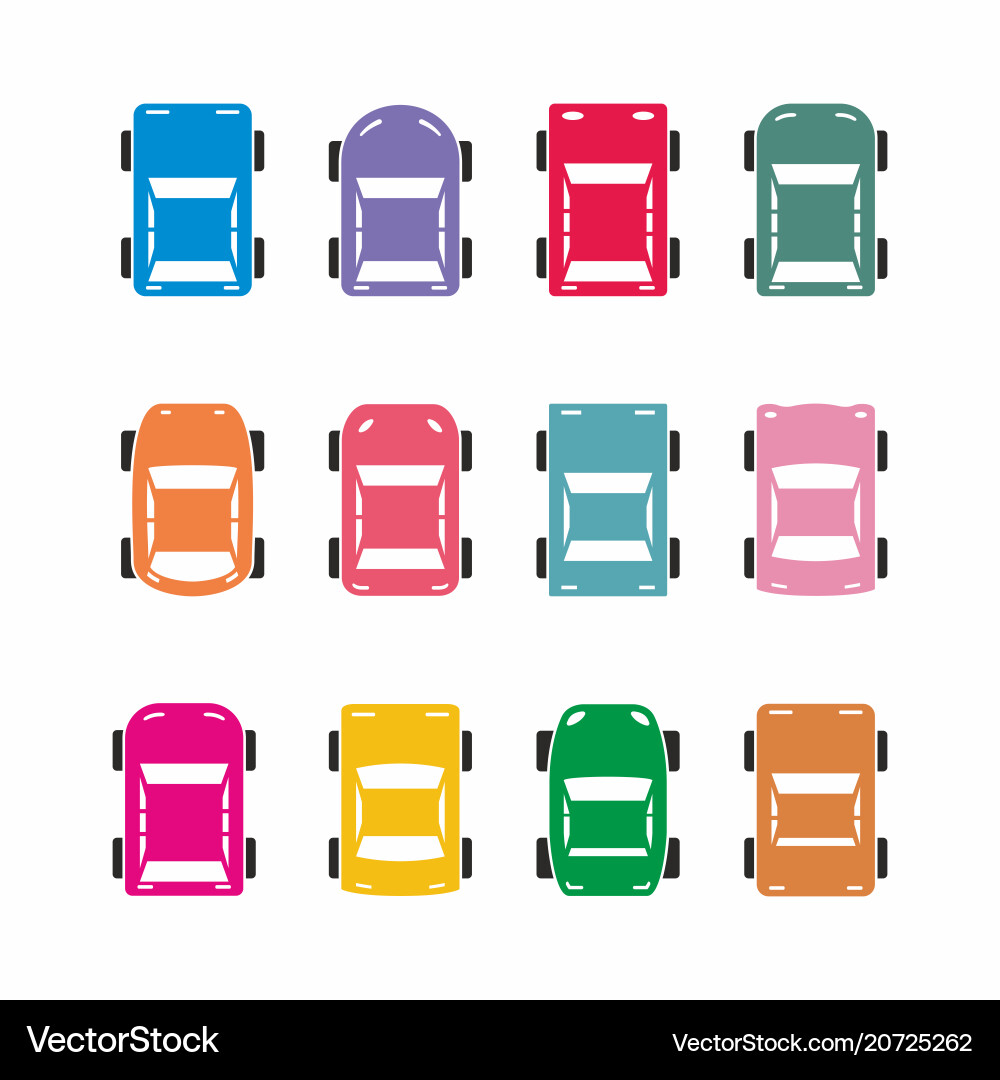 Colorful car icons Royalty Free Vector Image - VectorStock