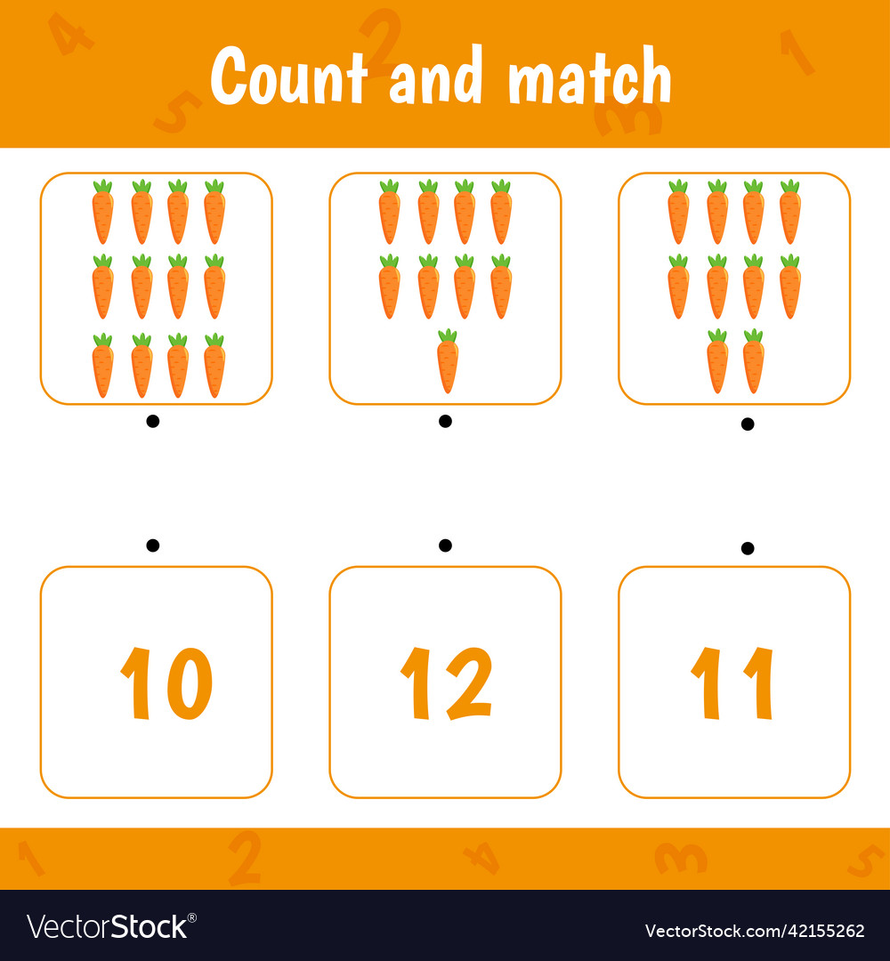 Count and match carrots Royalty Free Vector Image