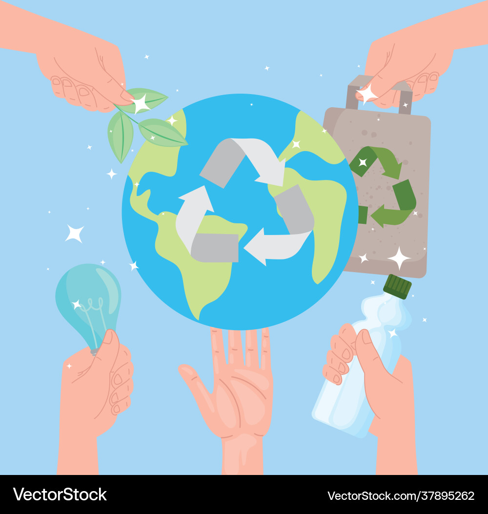 Earth with recycle icons Royalty Free Vector Image