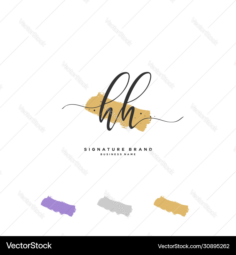 H hh initial letter handwriting and signature Vector Image