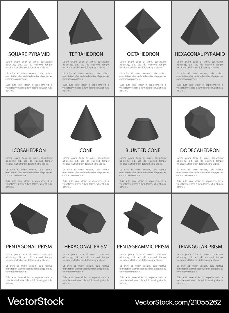 Hexagonal and pentagonal black prisms Royalty Free Vector