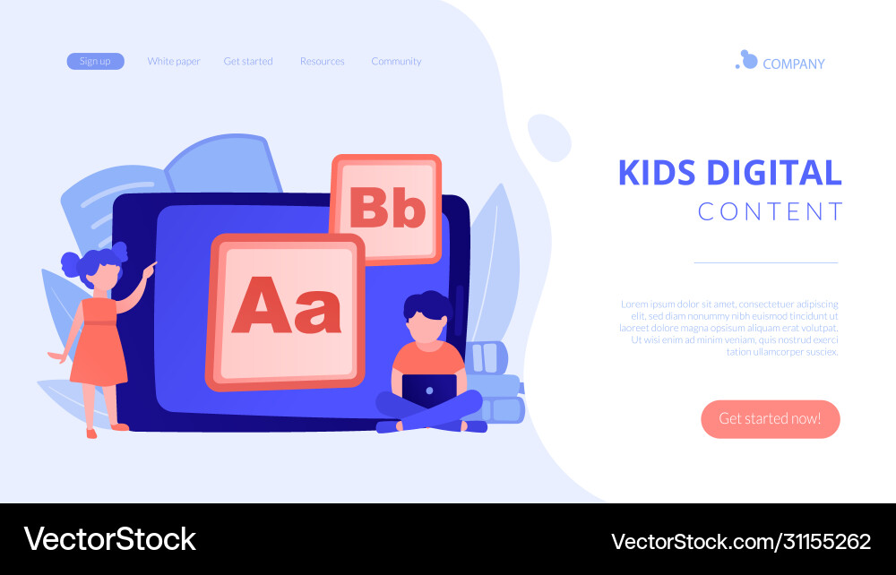 Kids digital content concept landing page Vector Image