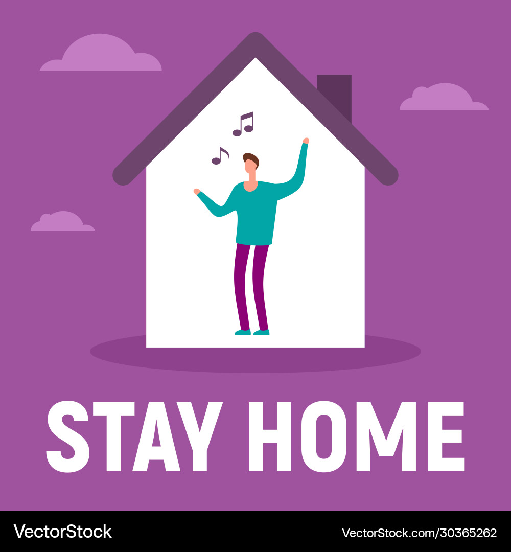 Man in house is inside sing song Royalty Free Vector Image