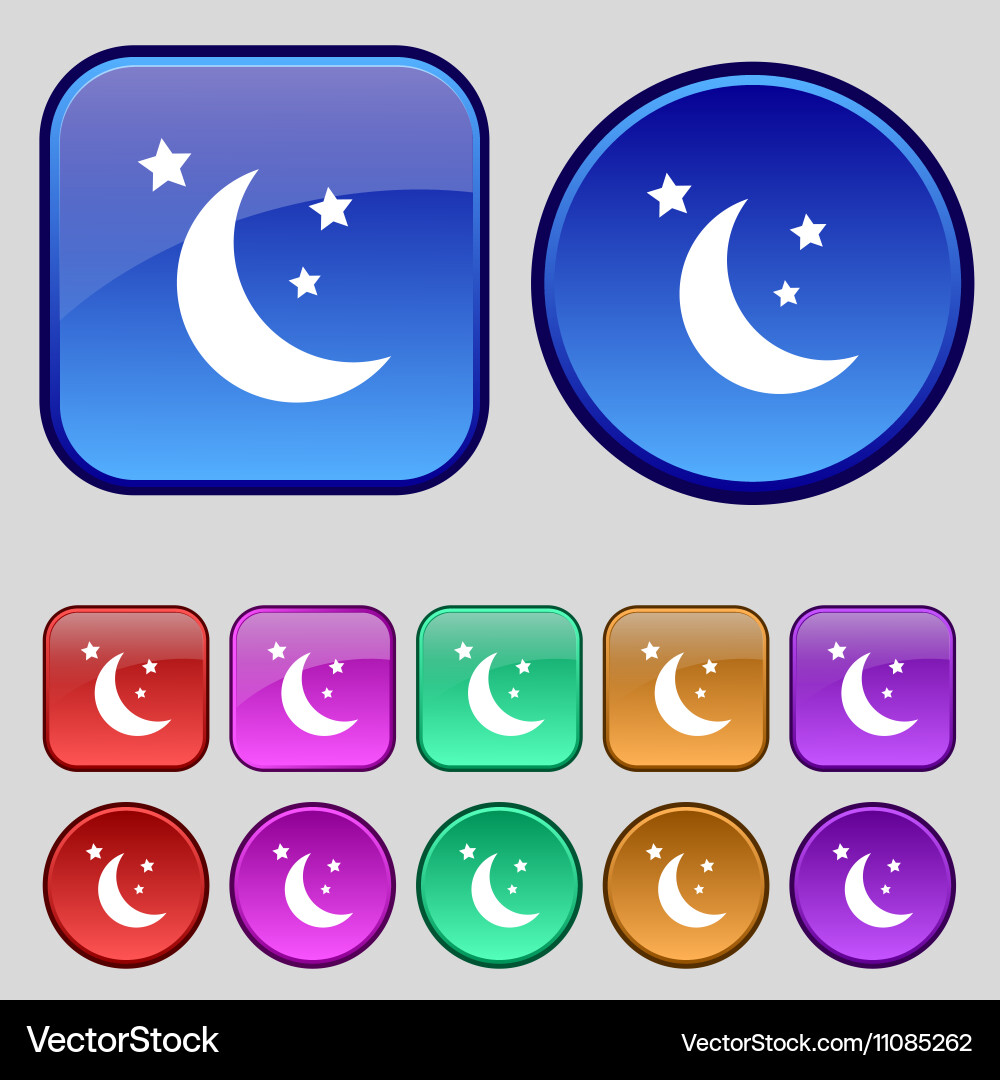 Moon icon sign a set twelve vintage buttons Vector Image