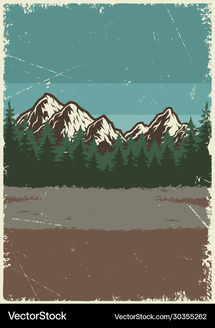 Nature landscape vintage poster Royalty Free Vector Image
