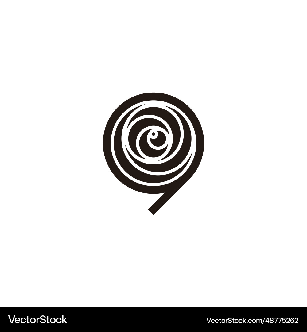 Number 9 rose geometric symbol simple logo Vector Image