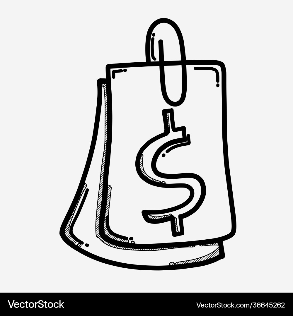 Paper clip icon drawing sketch hand drawn line Vector Image