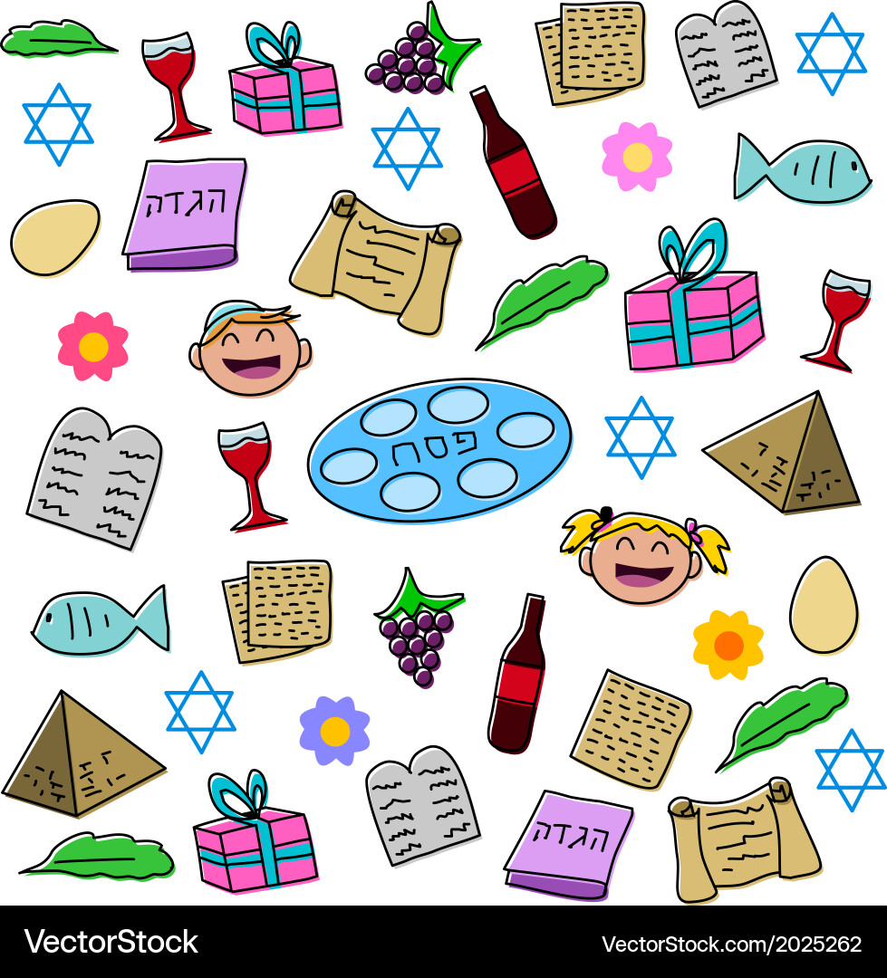Passover Holiday Symbols Pack Royalty Free Vector Image