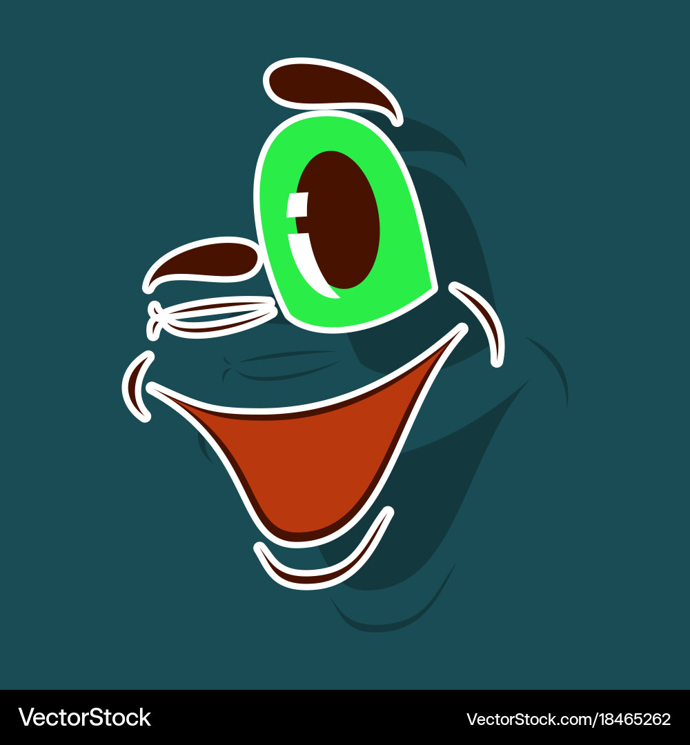 Realistic paper sticker on theme cartoon face Vector Image